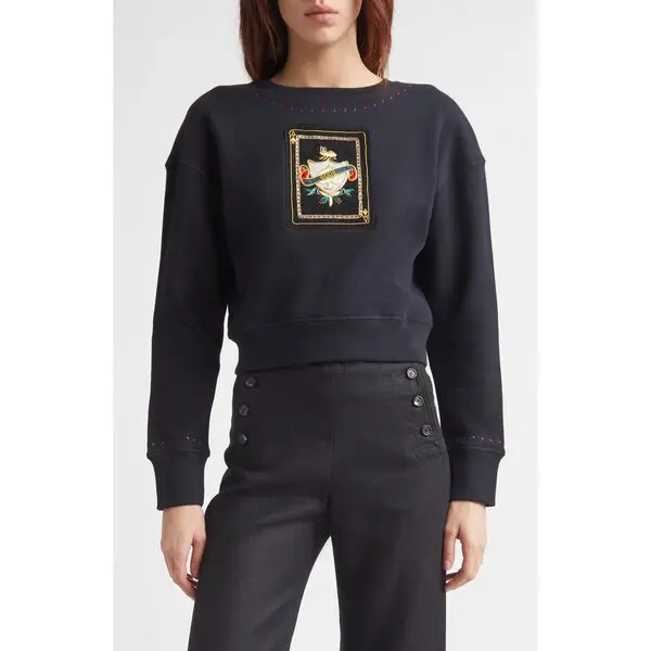 BODE Bullion Card Graphic Cotton Sweatshirt - Black