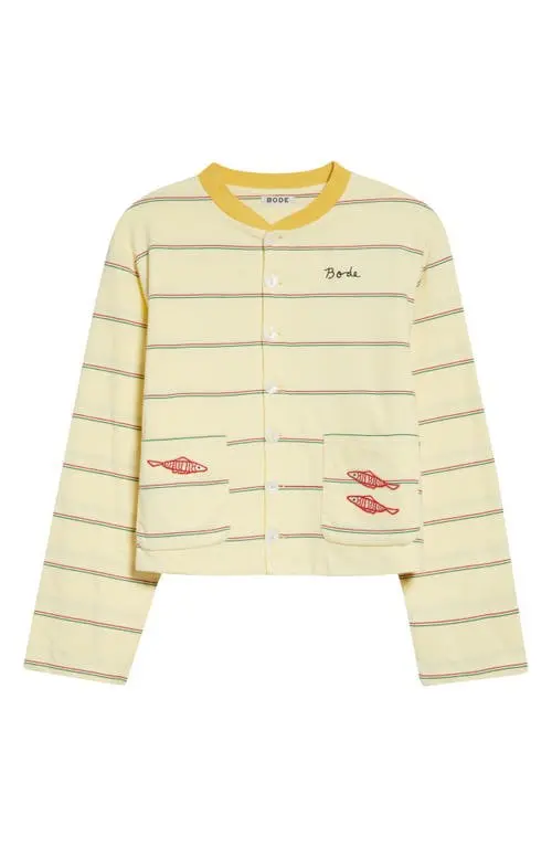 BODE Summertime Stripe Cotton Cardigan - Yellow Multi