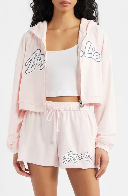 BOYS LIE Starlight Alex Crop Zip-up Hoodie - Pink