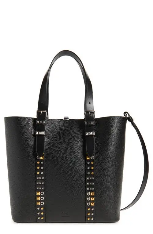 Valentino Garavani Medium Rockstud Calfskin Tote - Black
