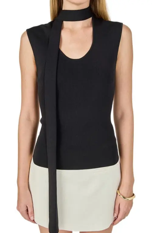 Endless Rose Knit Tank & Scarf - Black