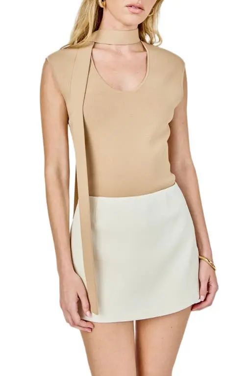 Endless Rose Knit Tank & Scarf - Khaki