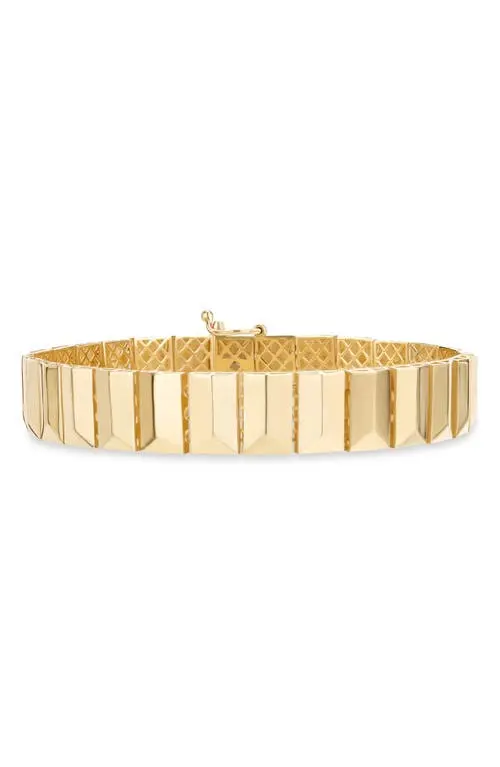 Lana Jewelry 14k Gold Grooved Flash Tile Bracelet - Yellow Gold