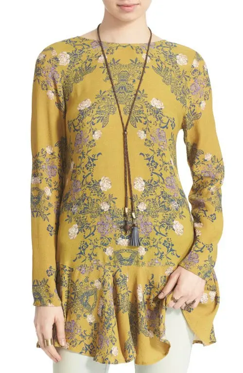 Free People Smooth Talker Tunic Dress - Gold Combo
