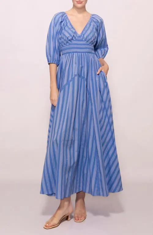MELLODAY Stripe Maxi Dress - Blue Stripe