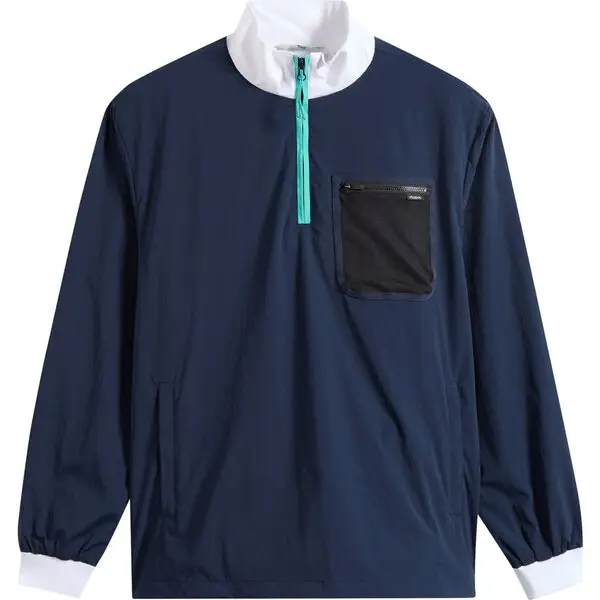 MALBON Cascade Colorblock Quarter Zip Windshirt Pullover - Midnight