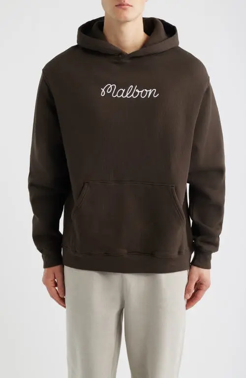 MALBON Fesque Logo Embroidered Hoodie - Brown