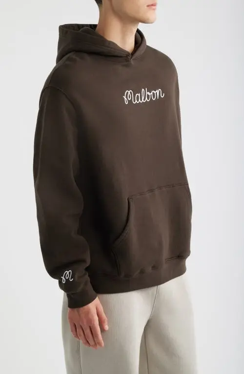 MALBON Fesque Logo Embroidered Hoodie - Brown