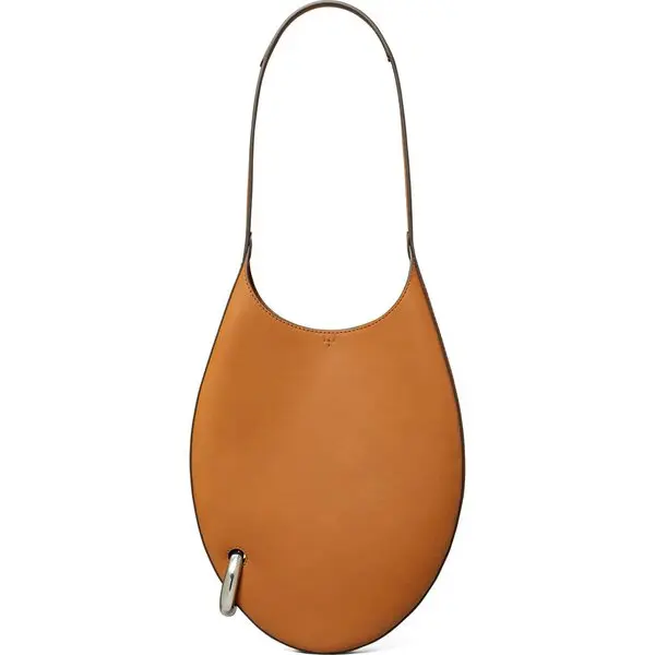 Tory Burch Small Pierced Leather Shoulder Bag - Aged Tan