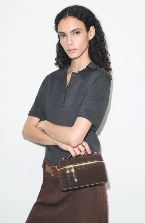 Tory Burch Suede Top Handle Bag - Dark Cocoa