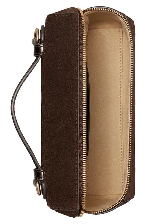 Tory Burch Suede Top Handle Bag - Dark Cocoa