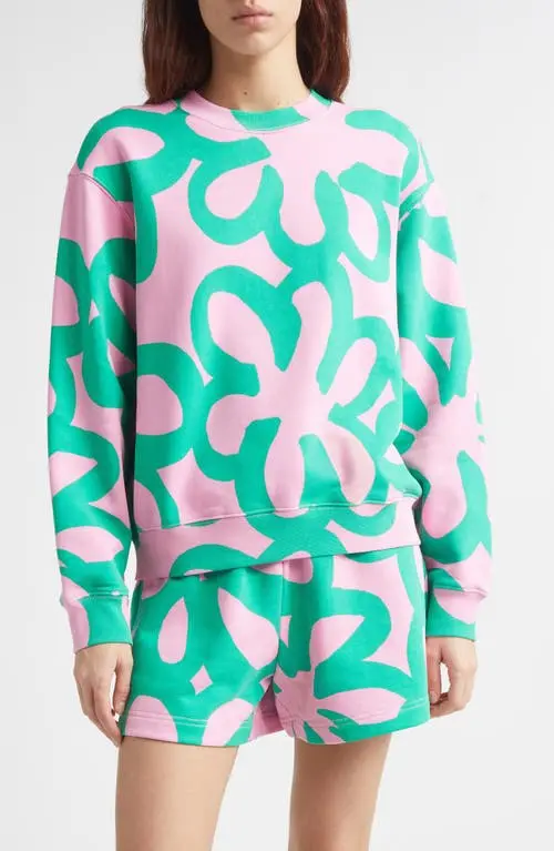 Marimekko Leiot Jättikukka Kioski French Terry Sweatshirt - Light Pink Green
