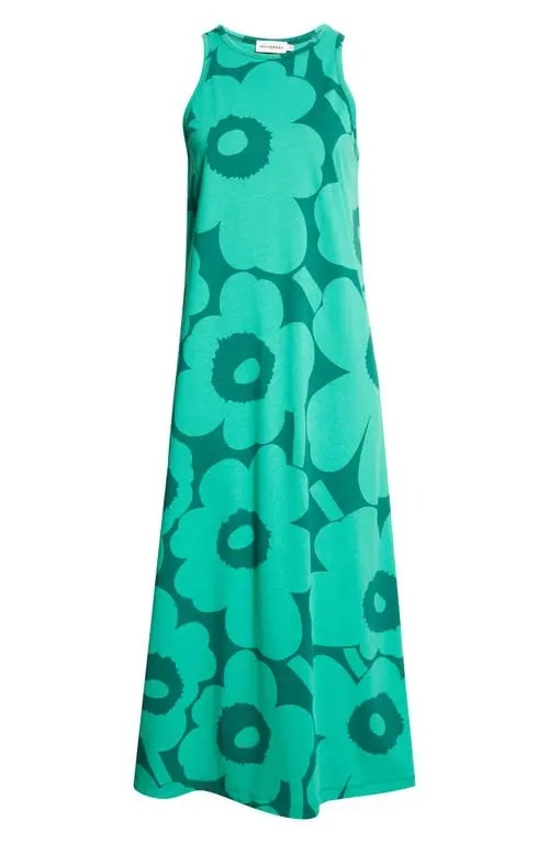 Marimekko Erilainen Unikko Cotton Jersey Tank Dress - Green Dark Green