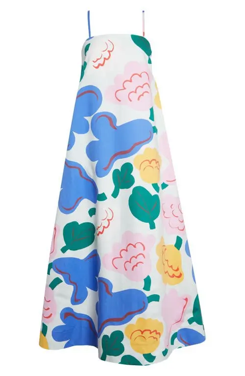 Marimekko Huvittaa Kukasta Kukkaan Floral Cotton & Linen Maxi Dress - Light Green/green/blue