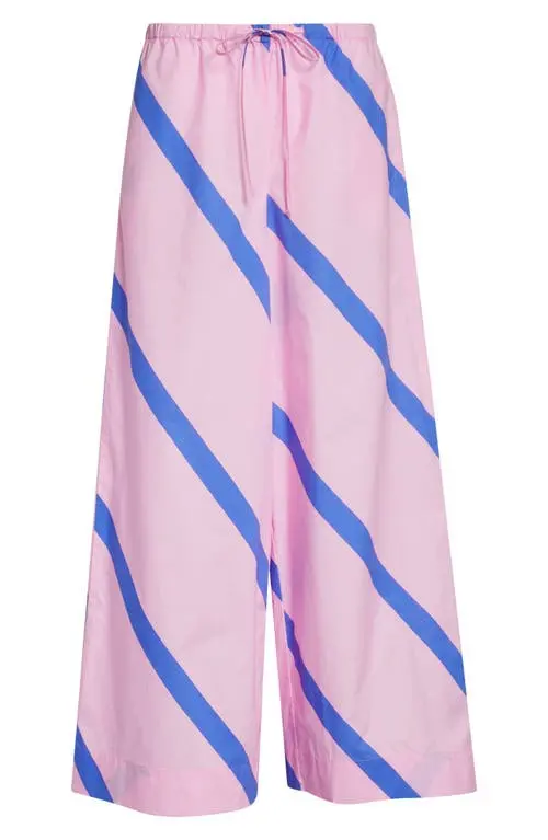 Marimekko Puoti Basso Wide Leg Stripe Pants - Blue Pink