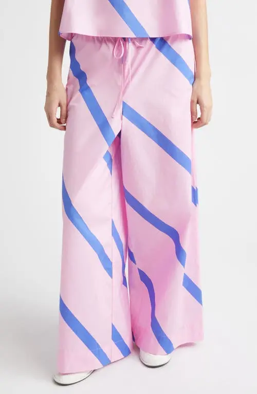 Marimekko Puoti Basso Wide-leg Stripe Pants - Blue Pink