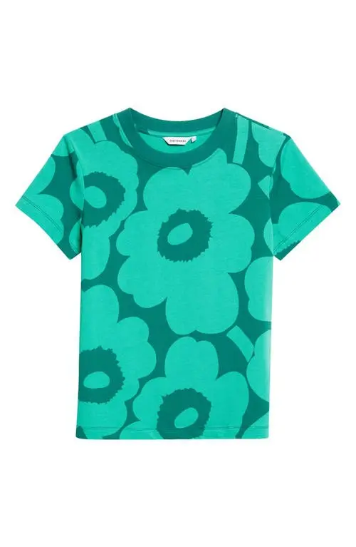 Marimekko Heleys Unikko Cotton T-shirt - Green Dark Green