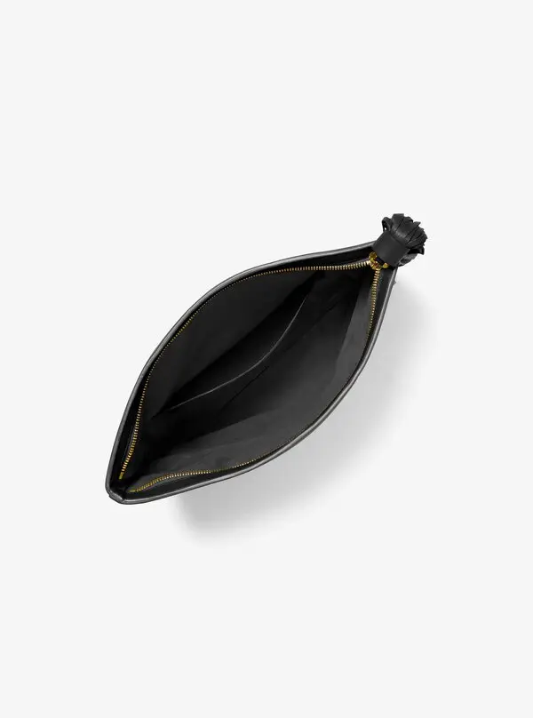 Michael Kors Thalitha Leather Foldover Clutch - Black