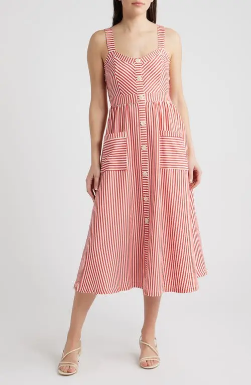ZOE AND CLAIRE Sleeveless Stripe Dress - Red
