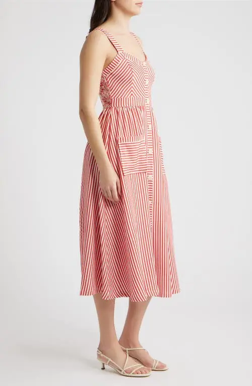 ZOE AND CLAIRE Stripe Patch Pocket Fit And Flare Sundress