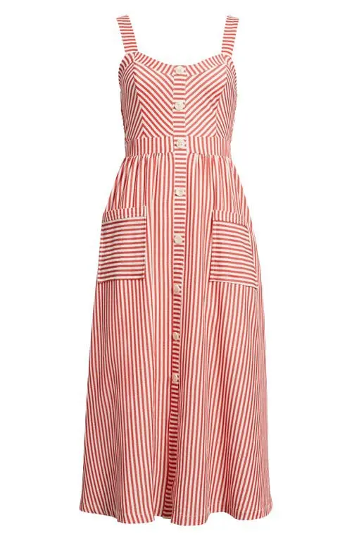 ZOE AND CLAIRE Stripe Patch Pocket Fit And Flare Sundress
