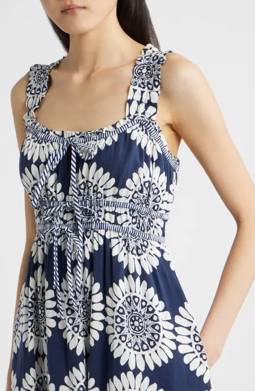 ZOE AND CLAIRE Floral Shirred Bodice Midi Sundress