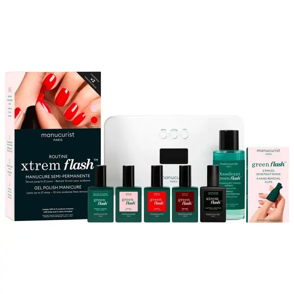 MANUCURIST Xtrem Flash Gel Nail Polish Routine Set + Dark Pansy Gel Nail Polish - One-color