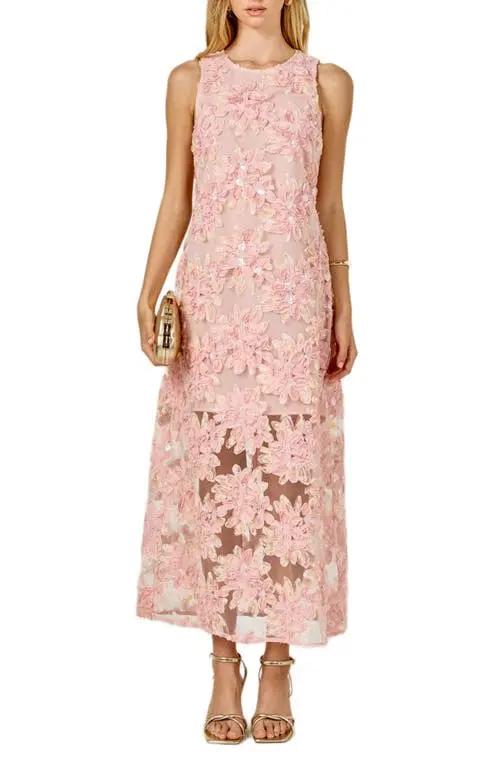 Endless Rose Texture Sleeveless Maxi Dress - Pink