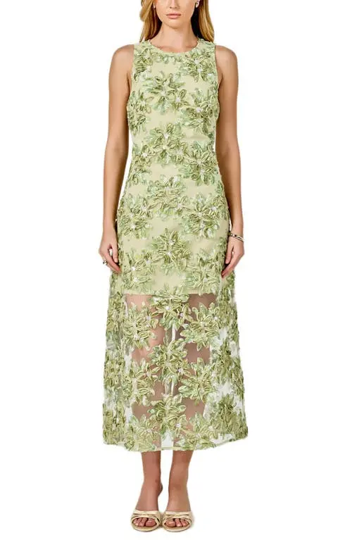 Endless Rose Texture Sleeveless Maxi Dress - Sage
