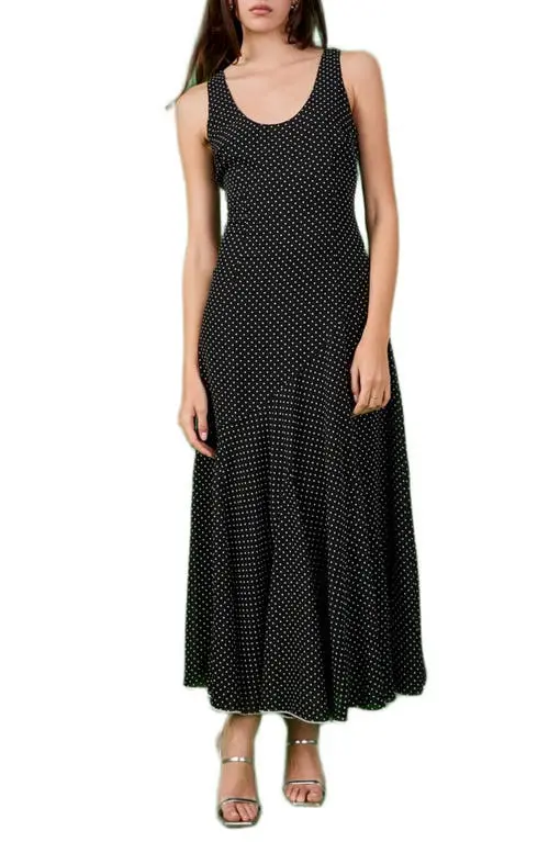 Endless Rose Dot Godet Maxi Dress - Black/white
