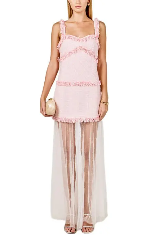 Endless Rose Tweed & Mesh Sleeveless Dress - Pink
