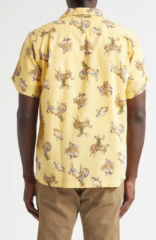 Double Rl Western Print Linen & Cotton Blend Camp Shirt