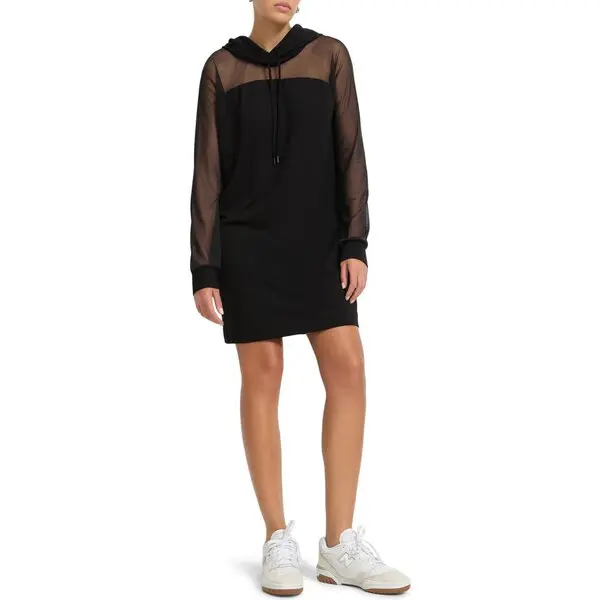 MARCELLA Park Hooded Sweatshirt Dress - Black