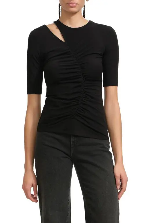 MARCELLA Paz Asymmetric Cutout Knit Shirt - Black