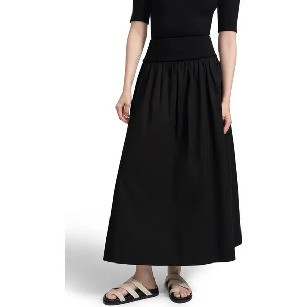 MARCELLA Throop Cotton Poplin Maxi Skirt - Black
