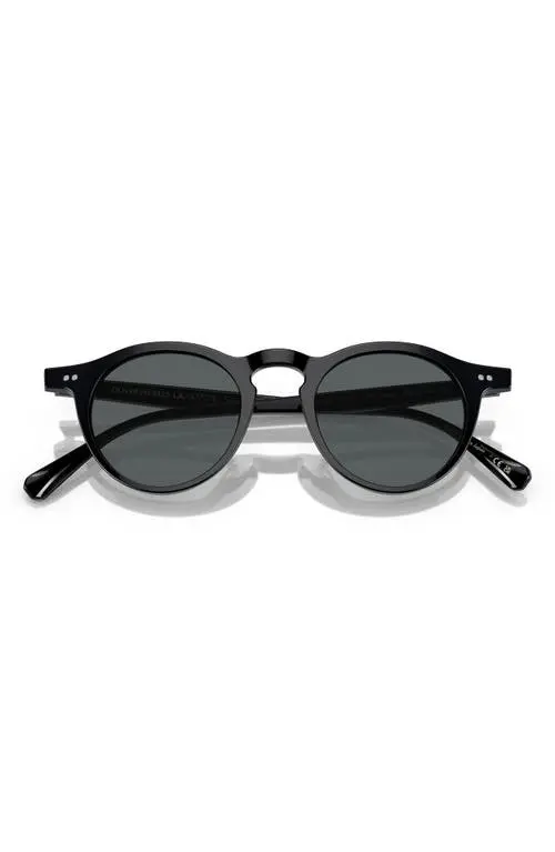 Oliver Spencer 47mm Polarized Round Sunglasses - Black/midnight Express Polar