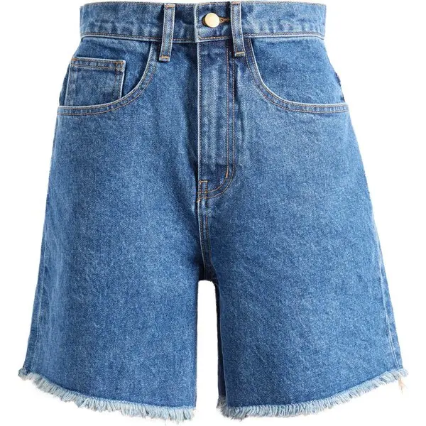 TANNER FLETCHER Brad Mid-length Denim Shorts - Dark Blue
