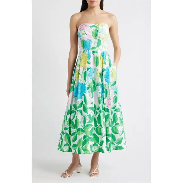 Lilly Pulitzer® Floral Print Strapless Dress - Multi Rose Bud