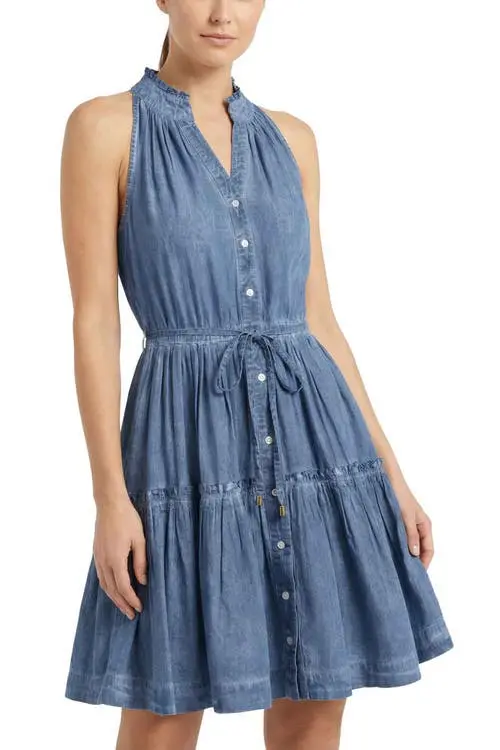 CHANGE OF SCENERY Charlotte Button-front Shirtdress - Stonewash