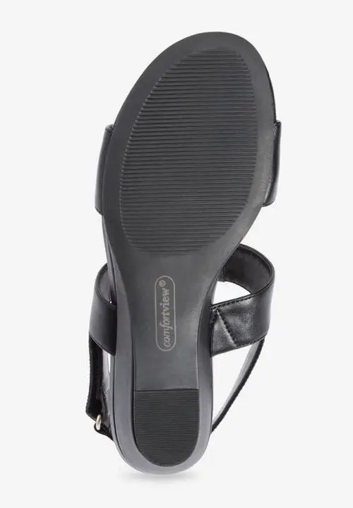 COMFORTVIEW Lila Wedge Sandal - Black