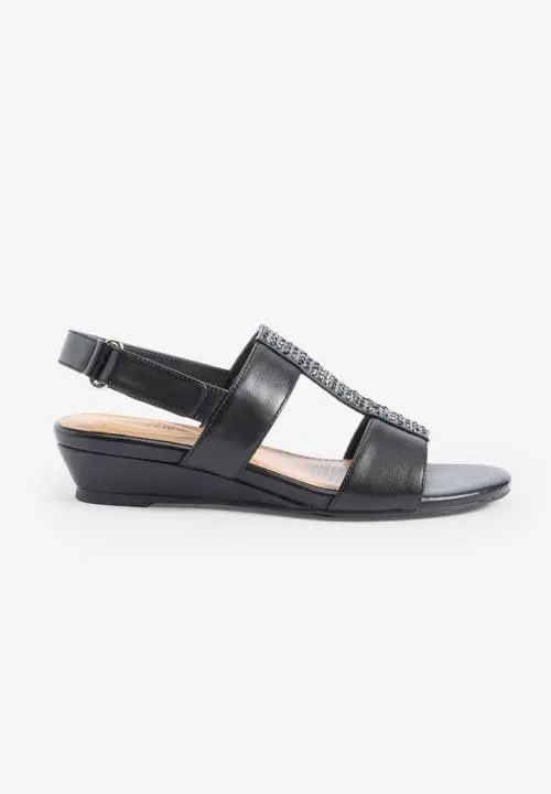 COMFORTVIEW Lila Wedge Sandal - Black