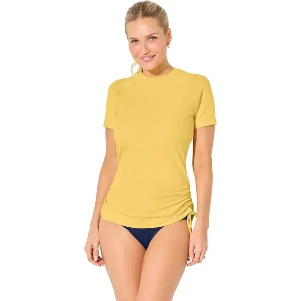 SWIMSUITS FOR ALL Chlorine Resistant Short Sleeve Rash Guard Swim Tee - Lemon Mist