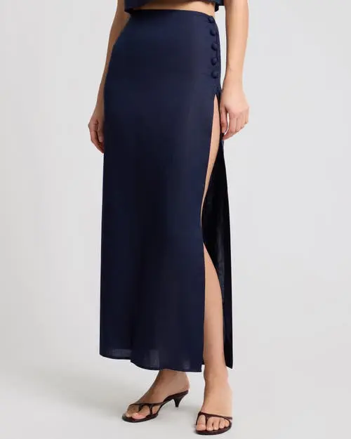 Onia High Slit Maxi Skirt - Noir Navy
