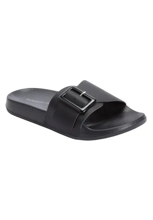 COMFORTVIEW Eva Slip-on Slide Sandals With Adjustable Buckle - Black