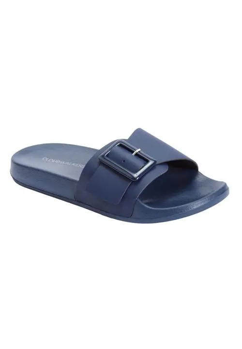 COMFORTVIEW Eva Slip-on Slide Sandals With Adjustable Buckle - Navy
