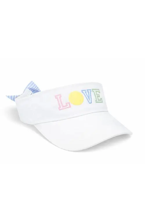 BITS & BOWS Love Tennis Bow Visor - White/blue