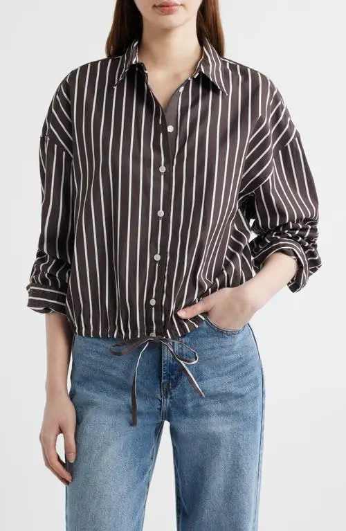 Madewell Drawstring Poplin Button-up Shirt - Chocolate Plum