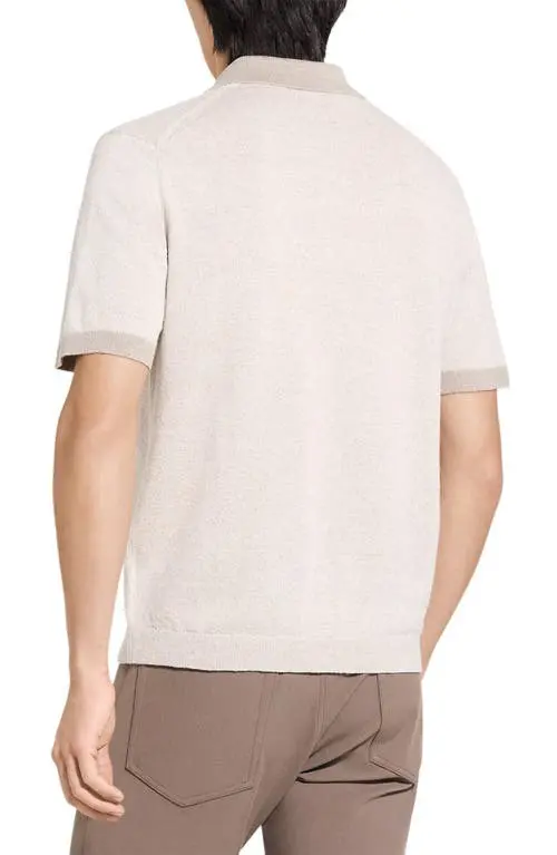 Theory Linen & Silk Polo - Silver Cloud