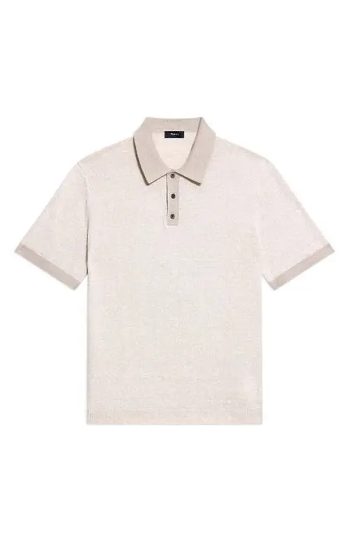 Theory Linen & Silk Polo - Silver Cloud