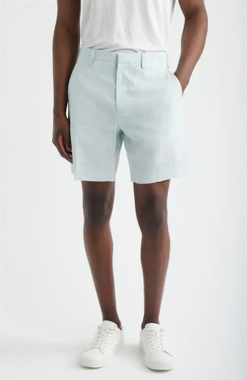 Theory Stretch Linen Blend Straight Leg Shorts - Dark Icy Dew